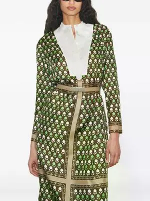 Tory Burch Silk Twill Shirtdress With Contrast Bib And Collar