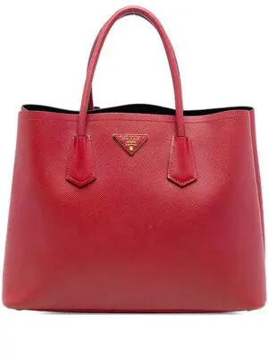 Prada 2010-2026 Medium Saffiano Cuir Double Satchel - Red