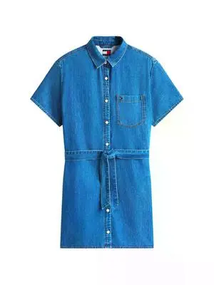 Tommy Hilfiger Denim Shirt Dress With Waist Tie - Blue