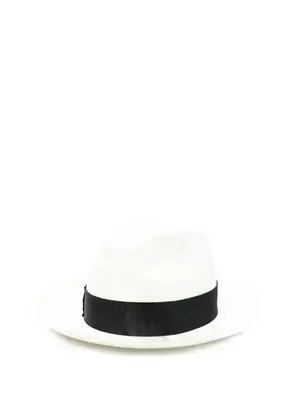 Borsalino Straw Hat With Ribbon - White