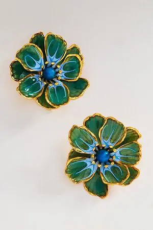 THE PINK REEF Hand-Painted Birth Flower Stud Earrings December
