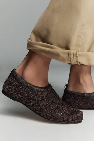SILENT D Ronit Raffia Flats - Brown Raffia