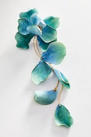 Anthropologie Petal Drop Earrings - Teal