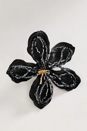 Anthropologie Bloom Beaded Post Earrings - Black