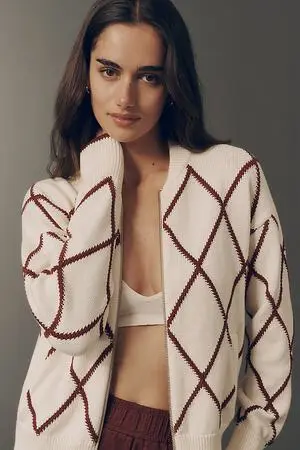 Varley Nile Diamond Cardigan - Ivory Pattern