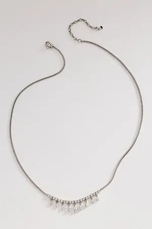Anthropologie Crystal Tennis Necklace - Silver