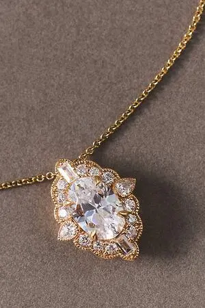 FINE DIAMONDS BY ANTHROPOLOGIE WEDDINGS Antique-spired Lab Diamond Pendant Necklace