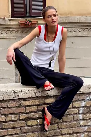 CAVERLEY Studded Flip-flop Sandals - Flame Red