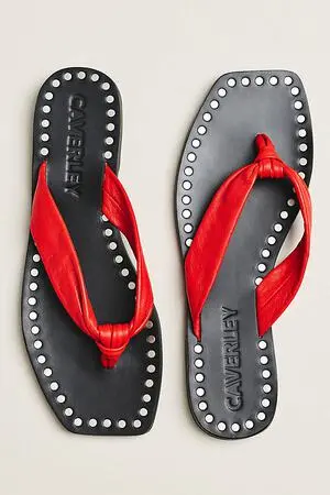 CAVERLEY Studded Flip-flop Sandals - Flame Red