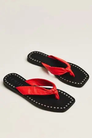 CAVERLEY Studded Flip-flop Sandals - Flame Red