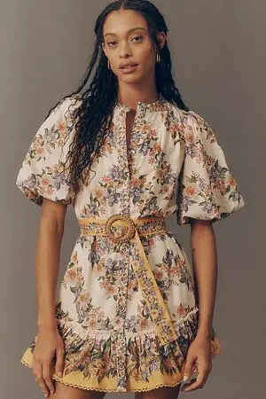 Women's Floral Puff Sleeve Maxi Shirtdress