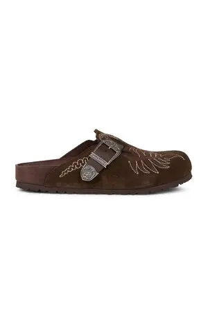 BIRKENSTOCK X Etro Boston Embroidered Mules - Brown