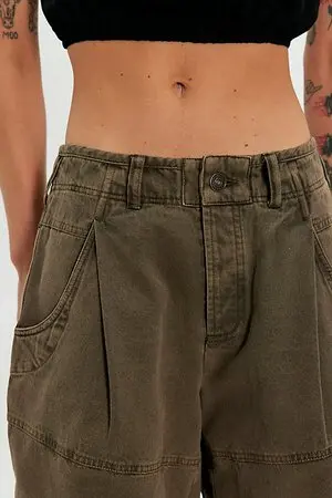 Free People Wild Rebel Barrel Shorts - Teak
