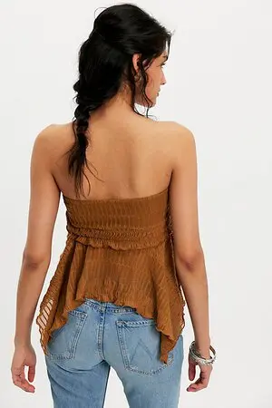 Free People Strapless Babydoll Tube Top With Asymmetrical Hem - Cathay