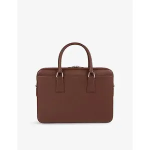 Sandro Embossed Logo Briefcase - Cognac