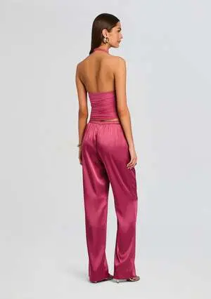SEROYA Lillian Satin Pant - Sangria