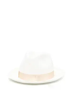 Borsalino Monica Ribbon-detail Straw Hat - White