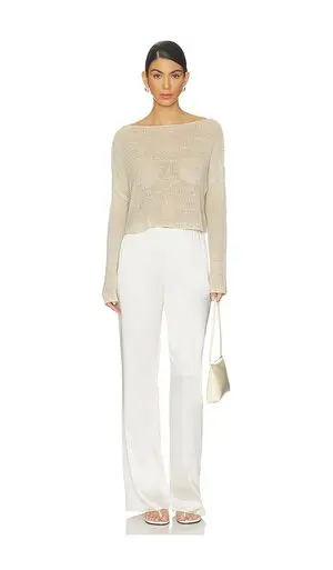 Enza Costa Linen Open Knit Bateau Sweater