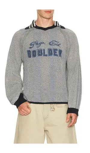 ISA BOULDER Athletic Stripe Sweater - Blue