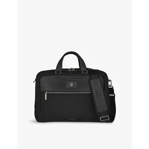 VICTORINOX Mythos Deluxe Leather And Woven Briefcase - Black