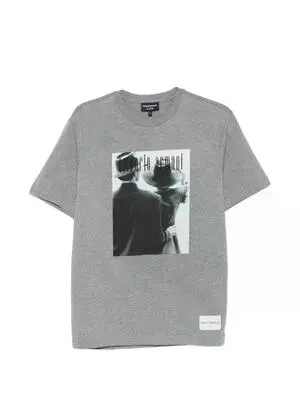 Emporio Armani Icon Jersey T-shirt With Photographic Print And Embroidery - Grey