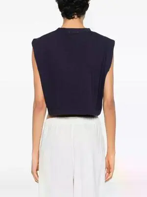FORTE_FORTE Embroidered Sleeveless T-shirt - Blue