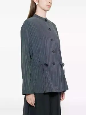 Emporio Armani Pinstripe Button-up Jacket - Blue
