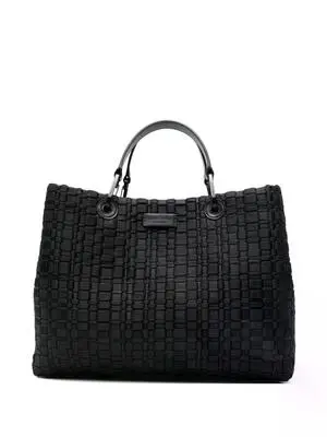 Emporio Armani Woven Top-handle Tote Bag - Black