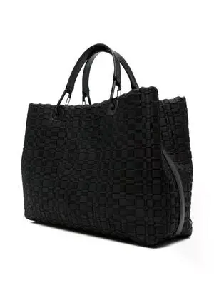 Emporio Armani Woven Top-handle Tote Bag - Black