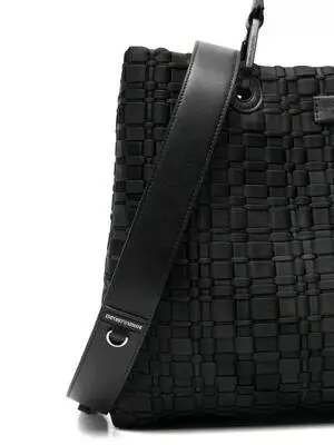 Emporio Armani Woven Top-handle Tote Bag - Black