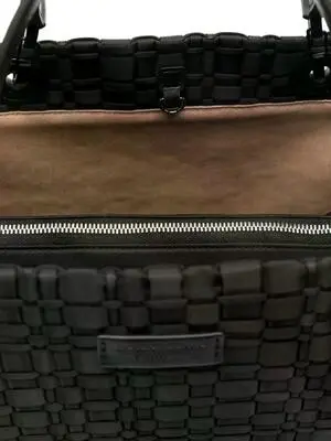 Emporio Armani Woven Top-handle Tote Bag - Black