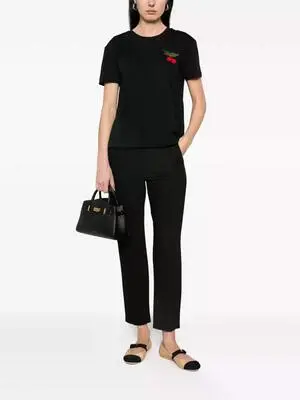 TWINSET Cotton T-shirt With Crochet Cherry Brooch