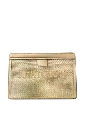 JIMMY CHOO Avenue Logo Clutch - Neutrals