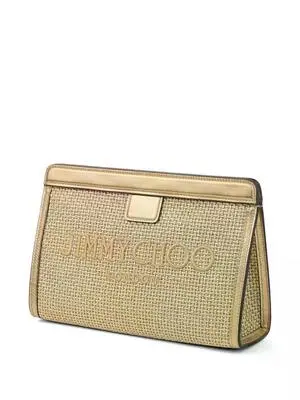 JIMMY CHOO Avenue Logo Clutch - Neutrals