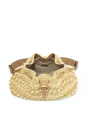 JIMMY CHOO Medium Cinch Bucket Bag With Beaded Embellishments - Neutrals