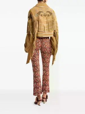 Etro Cropped Studded Fringed Leather Jacket