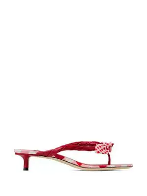 JIMMY CHOO Liss Gingham Cotton Mule Sandals - Red