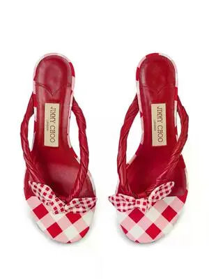 JIMMY CHOO Liss Gingham Cotton Mule Sandals - Red
