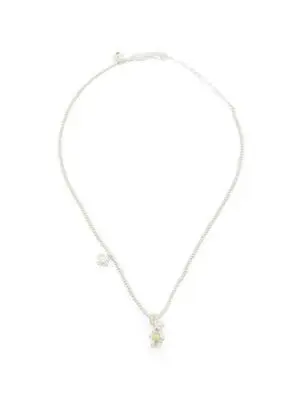 YVMIN Bear Flower-charm Necklace - Silver