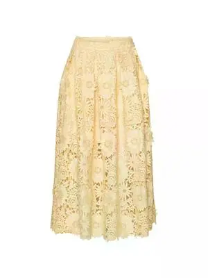 ROTATE BY BIRGER CHRISTENSEN 3d Lace Midi Skirt - Neutrals