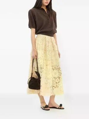 ROTATE BY BIRGER CHRISTENSEN 3d Lace Midi Skirt - Neutrals