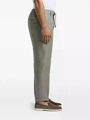 Peserico Linen Straight-leg Trousers With Elasticated Waistband - Grey