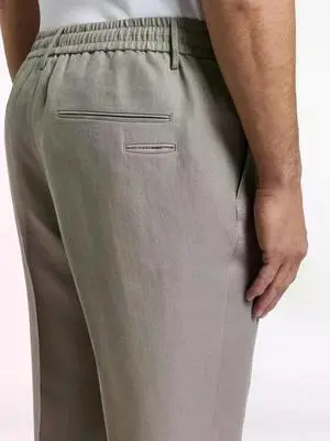 Peserico Linen Straight-leg Trousers With Elasticated Waistband - Grey