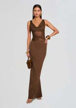 SEROYA Marla Maxi Dress - Sable Brown