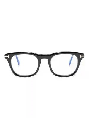 TOM FORD Logo-plaque Square-frame Glasses - Black