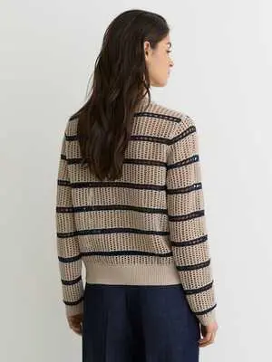 REISS Cotton-blend Open-knit Stripe Jumper - Neutral/navy