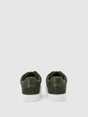 REISS Emil Suede Slip-on Trainers - Pine Green