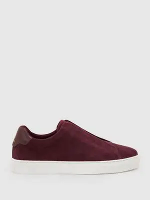 REISS Emil Suede Slip-on Trainers