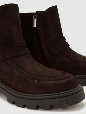 REISS Talia Suede Loafer Ankle Boots