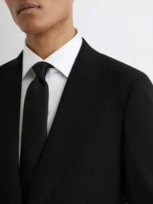 REISS Sb Belmont Tailored Fit Single-breasted Textured Suit Blazer With Wool - Black